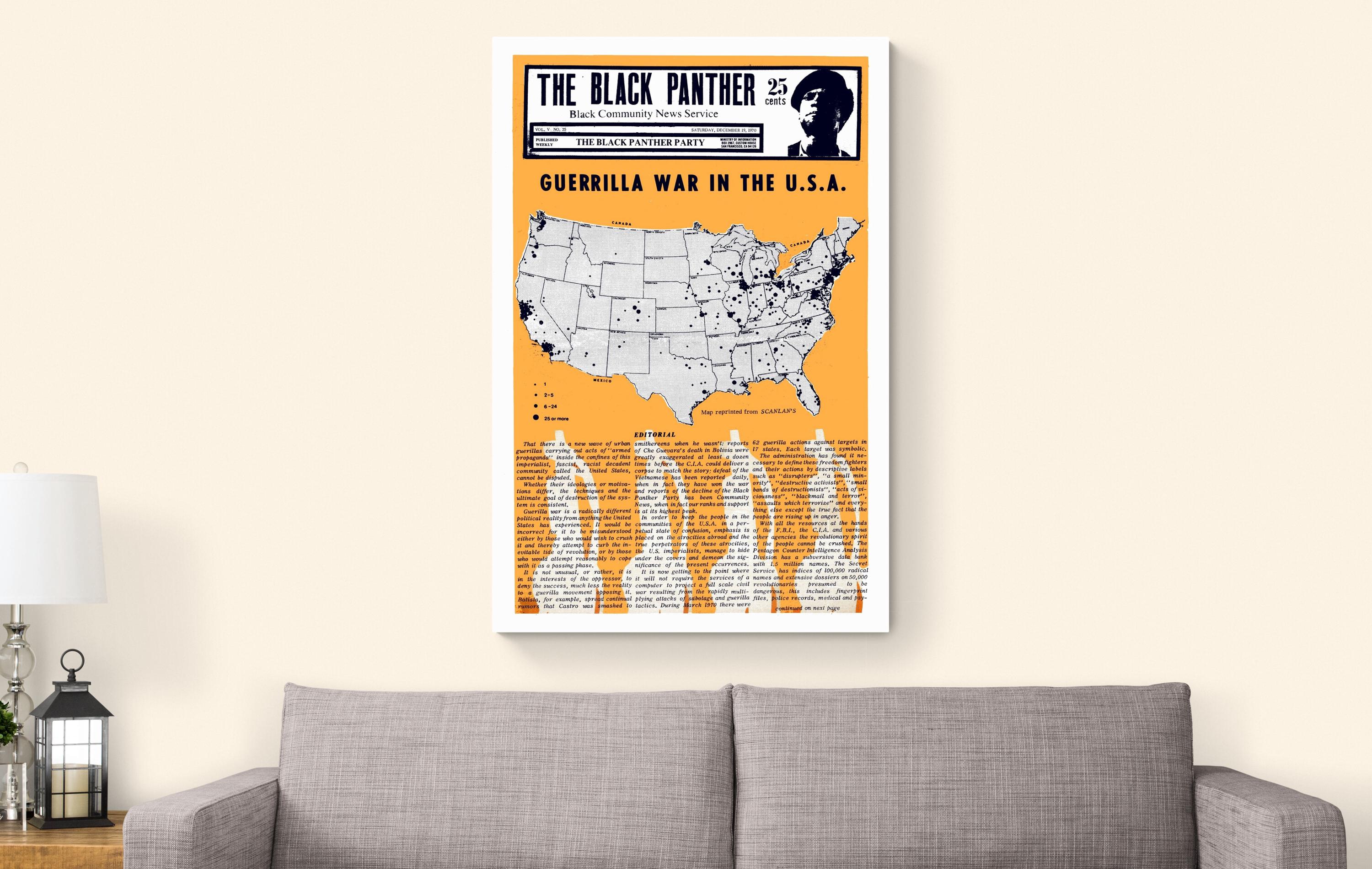 1970 Black Panther Guerrilla Warfare Map – Civil Rights Era Political ...