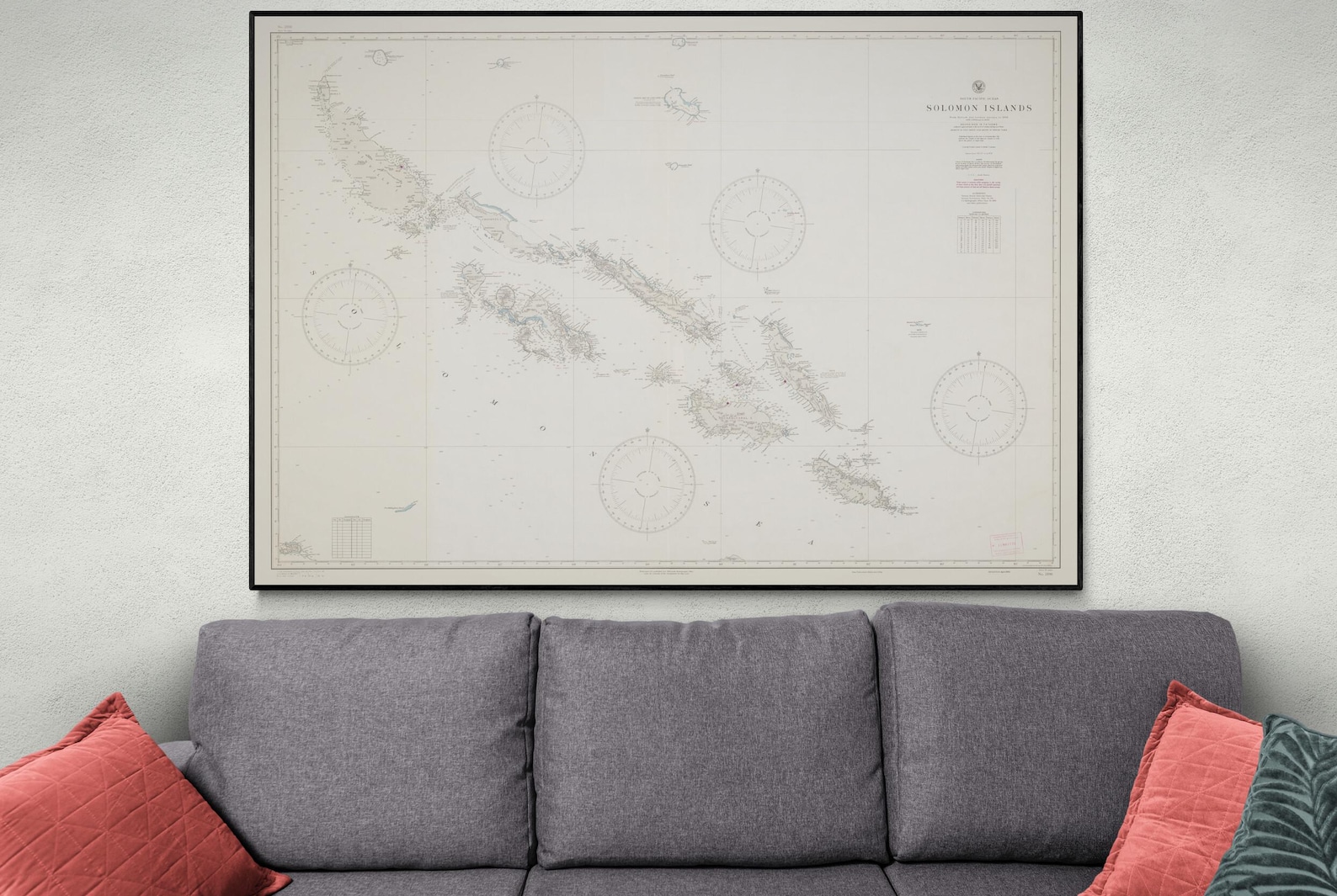 1940 Map of Solomon Islands Historical Oceania Geography Solomonese ...