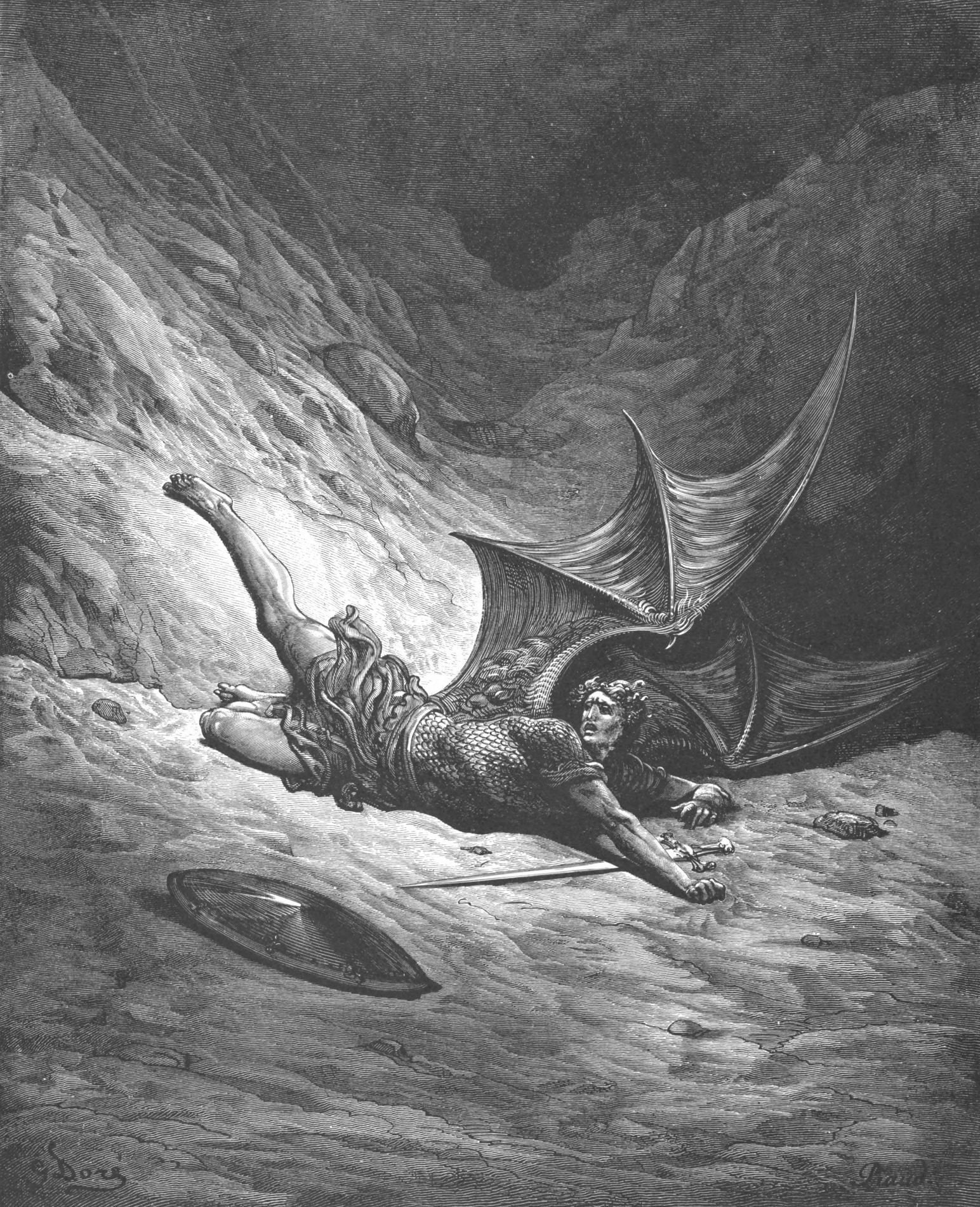 Fall of Satan Paradise Lost John Milton Gustave Dore Antique - Etsy