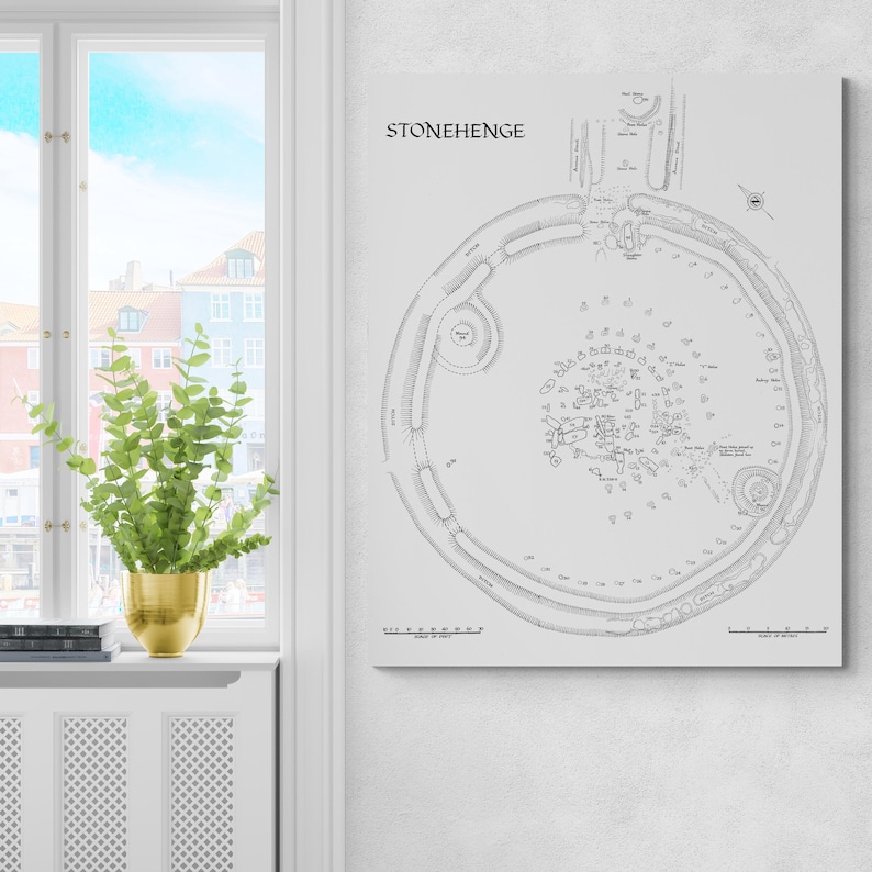 Archaeological Map of Stonehenge – Historic Survey Detailing Megaliths ...