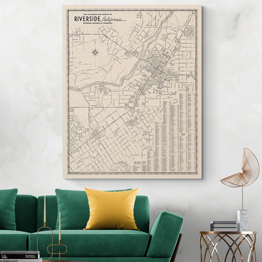 1944 Map of Riverside California American History Cartography Decor ...