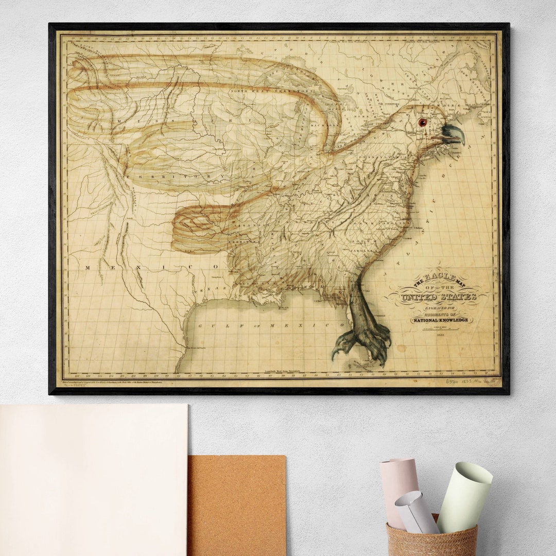1830 Eagle Map of the United States US American Patriotic - Etsy