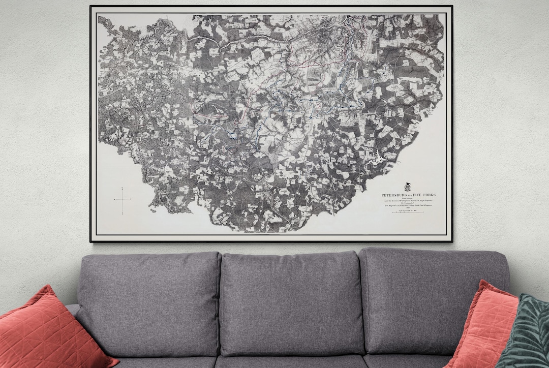 Military Plan Map of the Siege of Petersburg & Battle of Five Forks ...