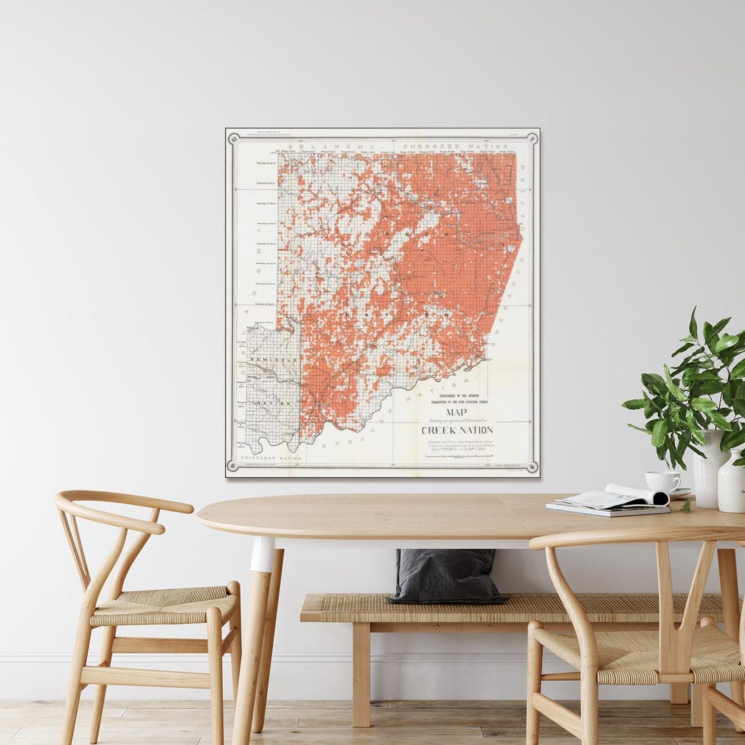 1901 Map of Creek Nation Indian Territory Native American Geography ...