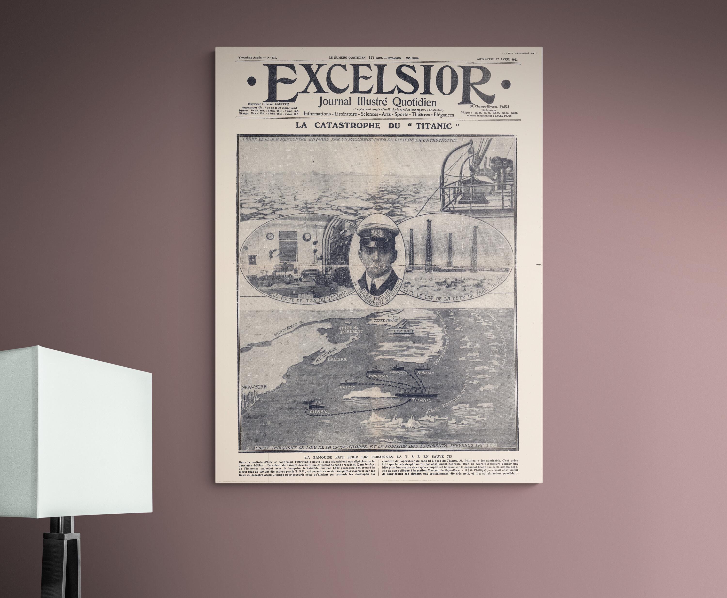 Titanic Sinking Map – 1912 Newspaper Illustration Art Print | Maritime ...
