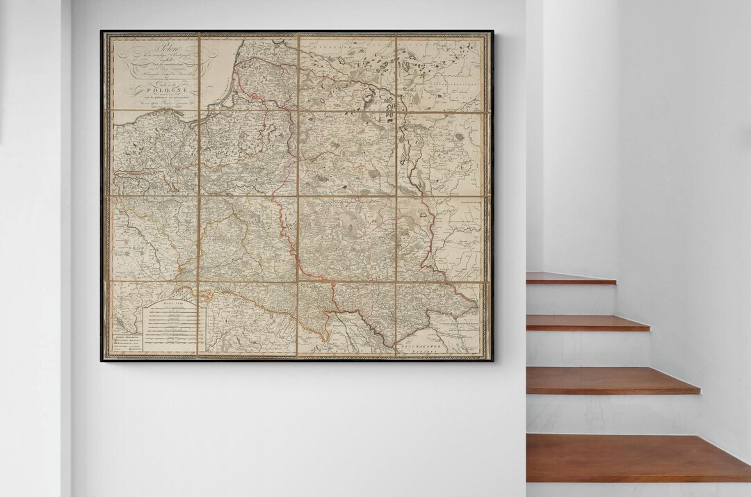1807 Wall Map of Poland Historical European Geography Cartography ...