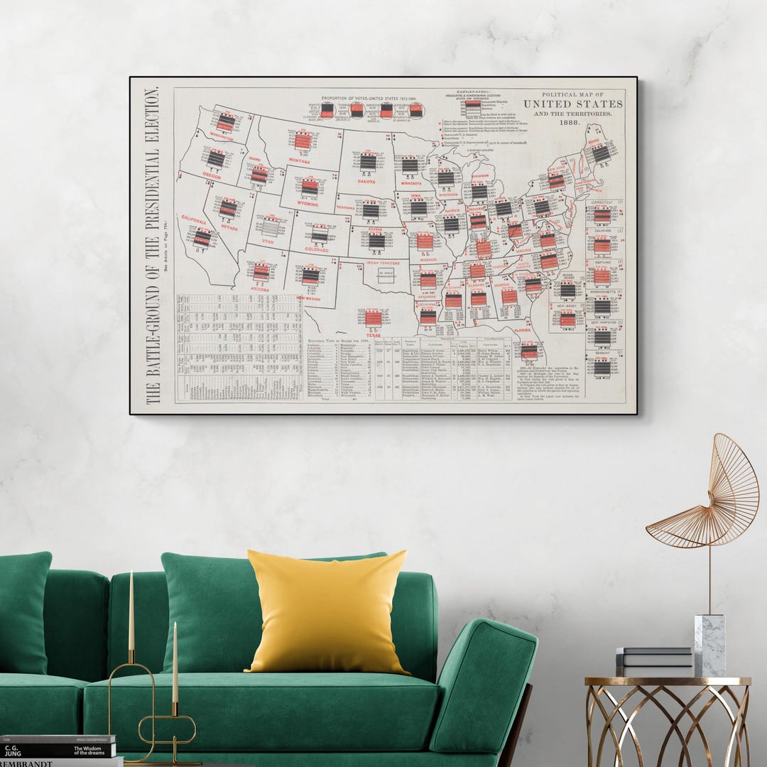 1888 U.S. Presidential Election Map – Historic American Political ...