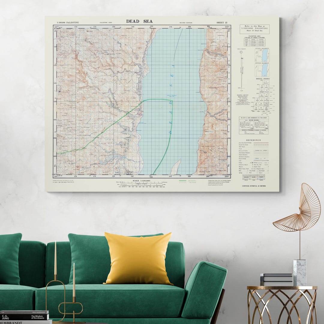 Survey of Palestine Map of the Dead Sea Middle Eastern Holy Land ...