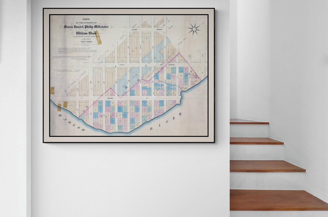 1874 Map of the Spanish Harlem Neighborhood in Upper Manhattan Vintage ...