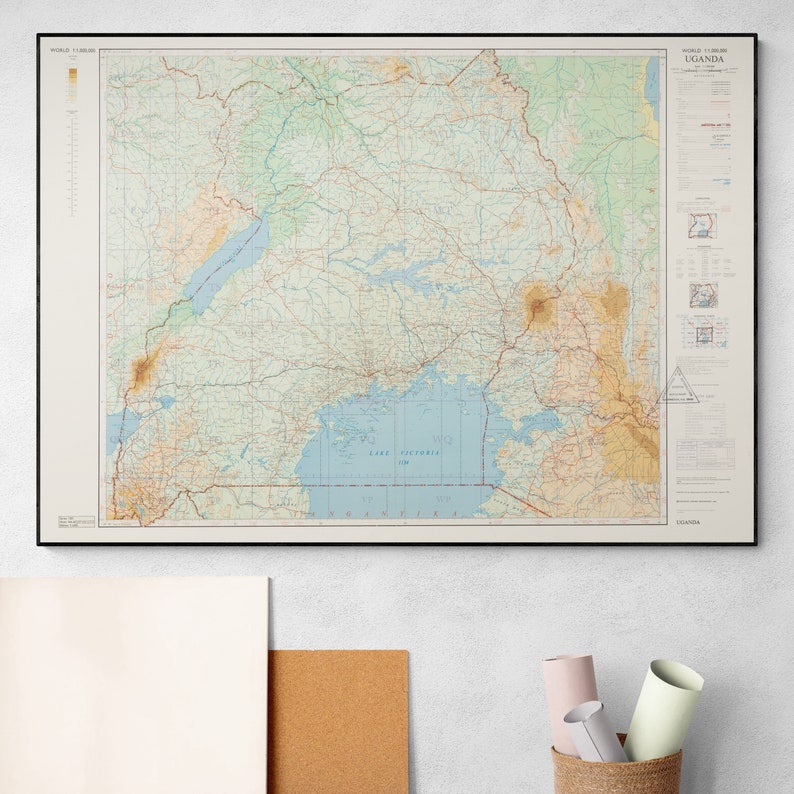 1963 Map of Uganda Africa Old Antique African Geography Cartography ...