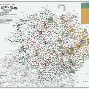1923 Political Map of Northern Ireland Showing Population for and ...