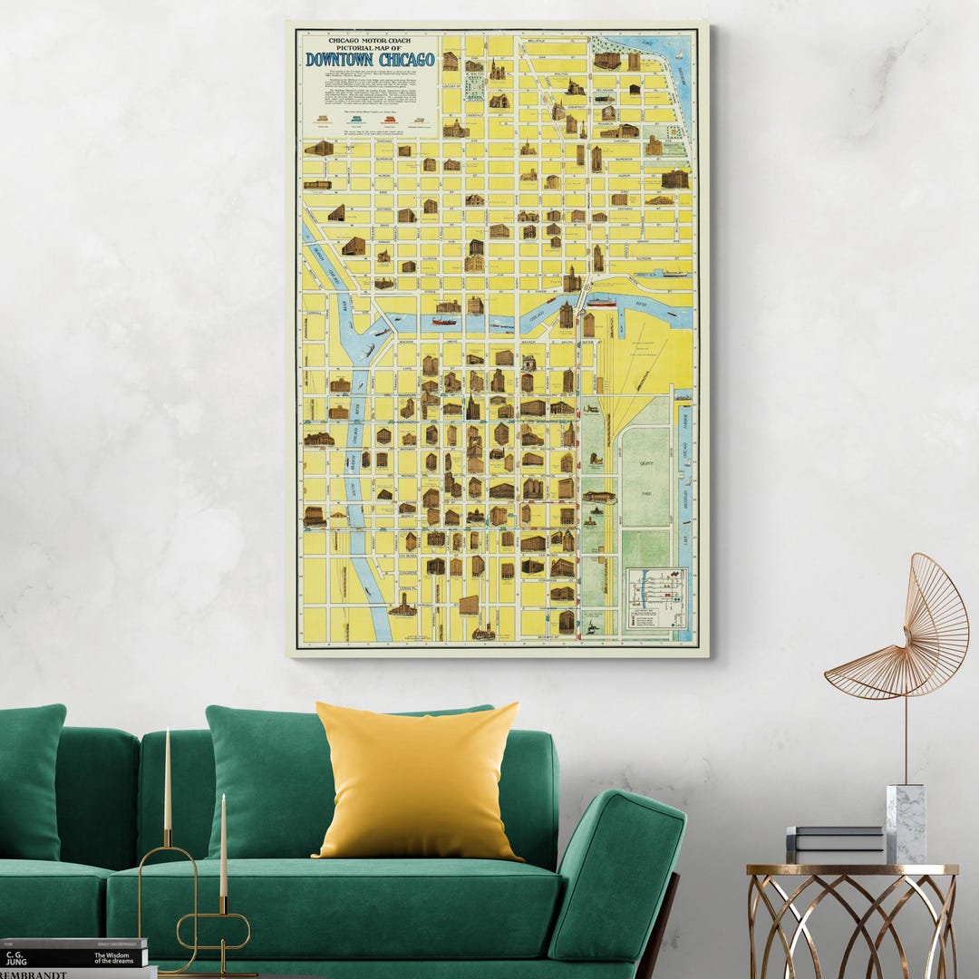 Pictorial Map of Downtown Chicago Illinois – Illustrated Cartography ...