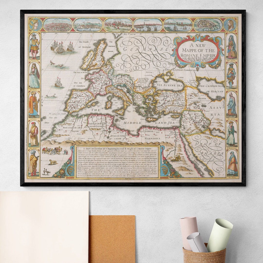 1675 Map of the Ancient Roman Empire World History Classroom Decor Old ...