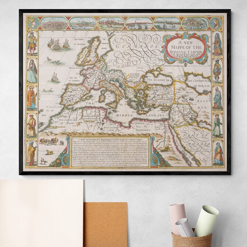 1675 Map of the Ancient Roman Empire World History Classroom Decor Old ...