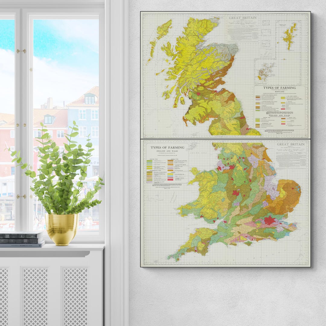 1944 Agricultural Map of Great Britain – Historic Wwii-era Cartography ...