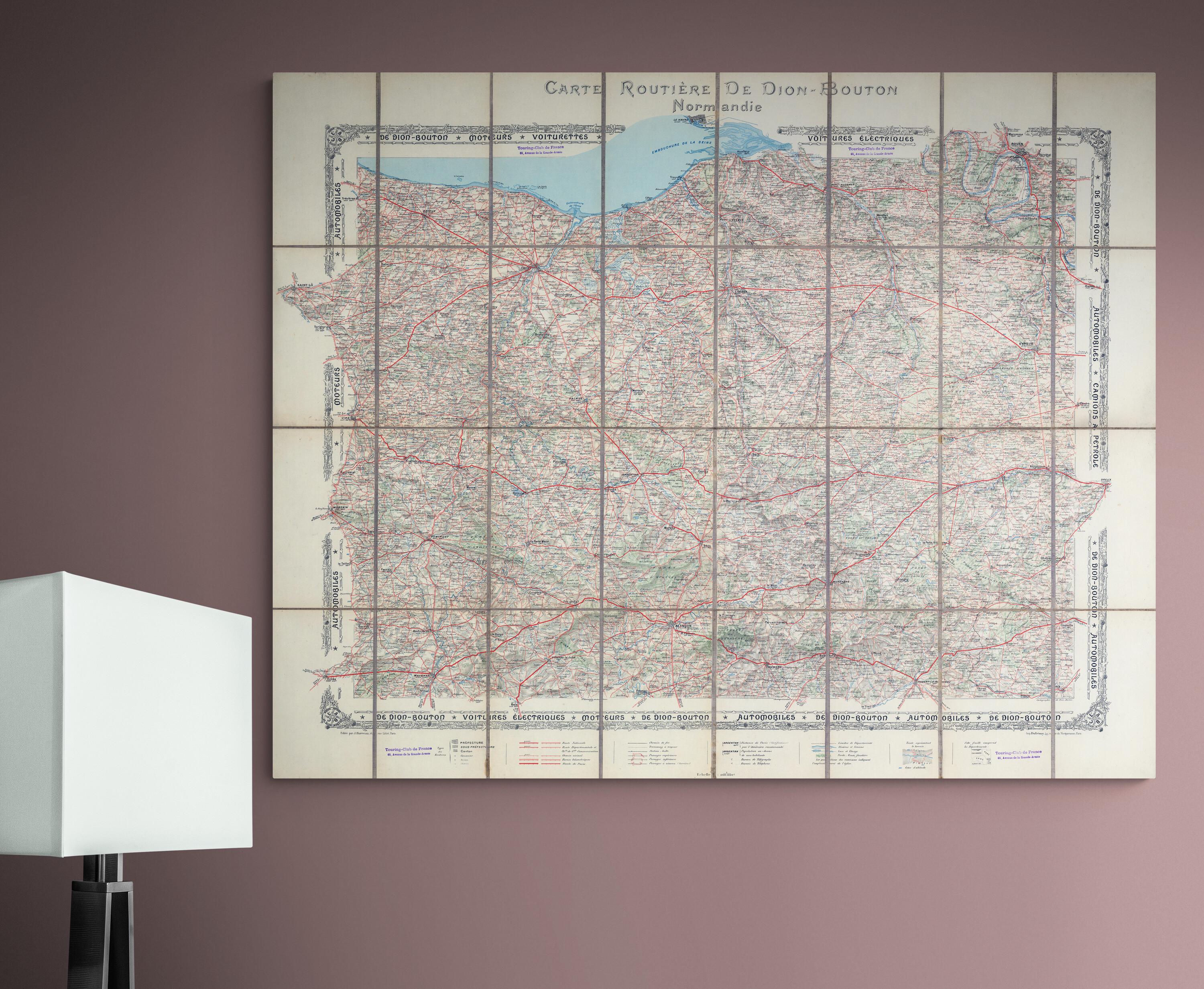 1900 Automobile Club De France Road Map of Normandy – Early French Auto ...
