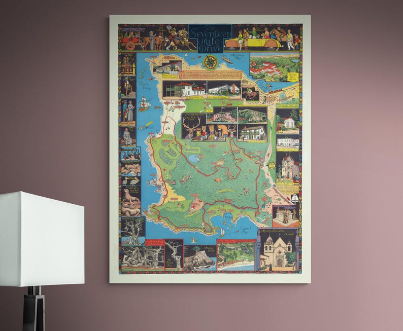 1927 Jo Mora Map of 17 Mile Drive – Pictorial Map of Monterey Peninsula ...