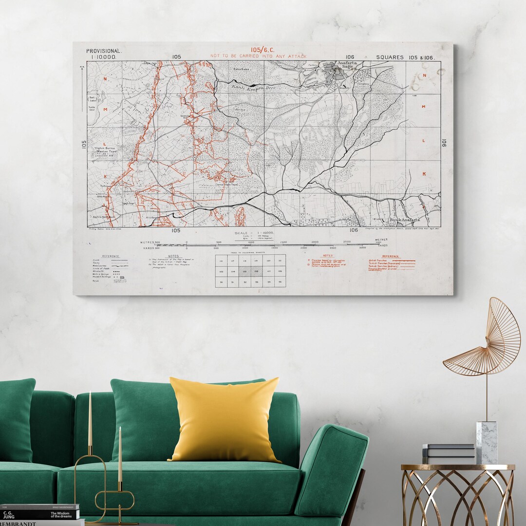 1915 British Military Trench Map of the First World War Gallipoli ...