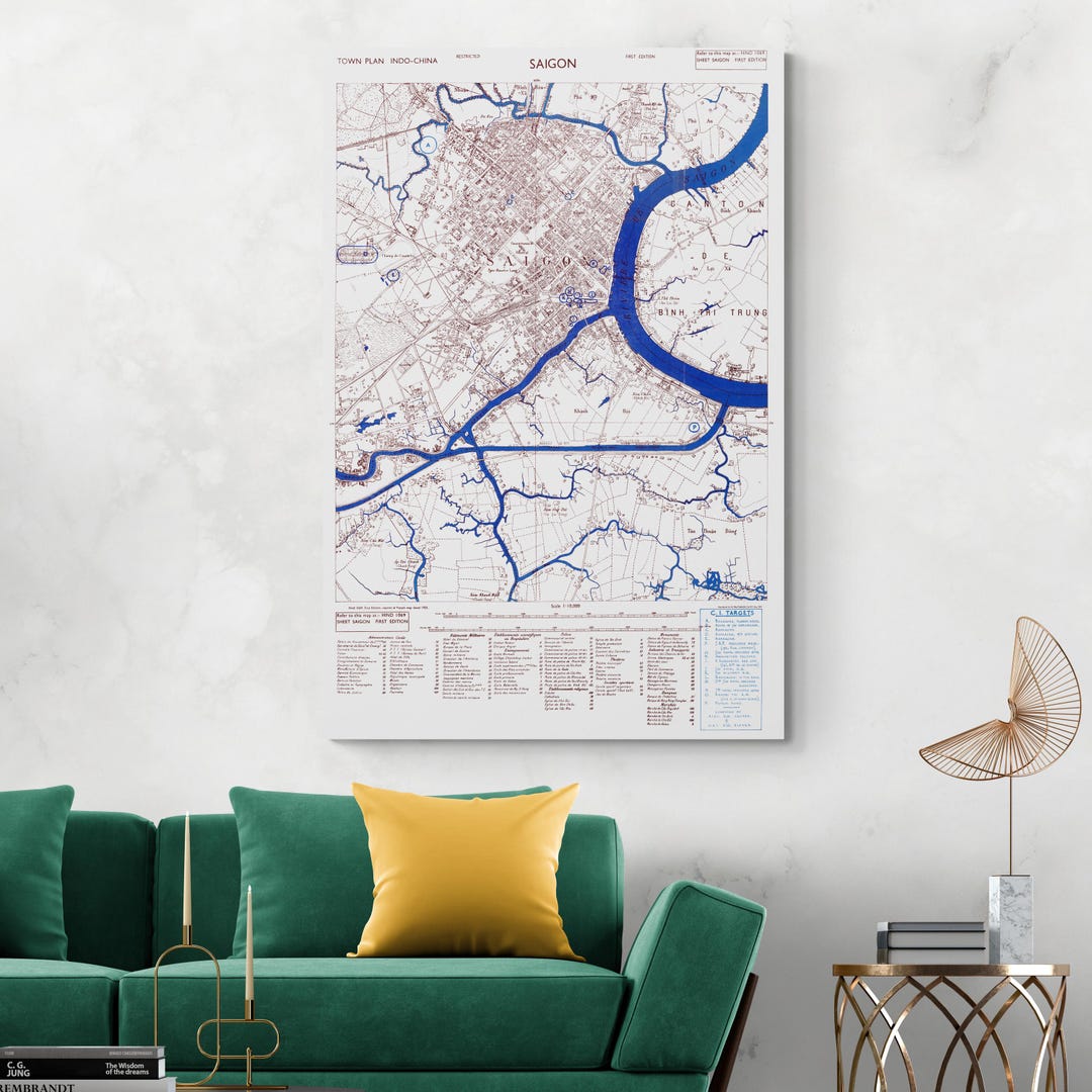 1945 WW2 Map of Saigon Ho Chi Minh City – Historic Pacific Theater ...