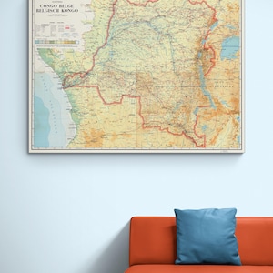 1951 Map of Belgian Congo – Colonial-era African Map Showing Political ...