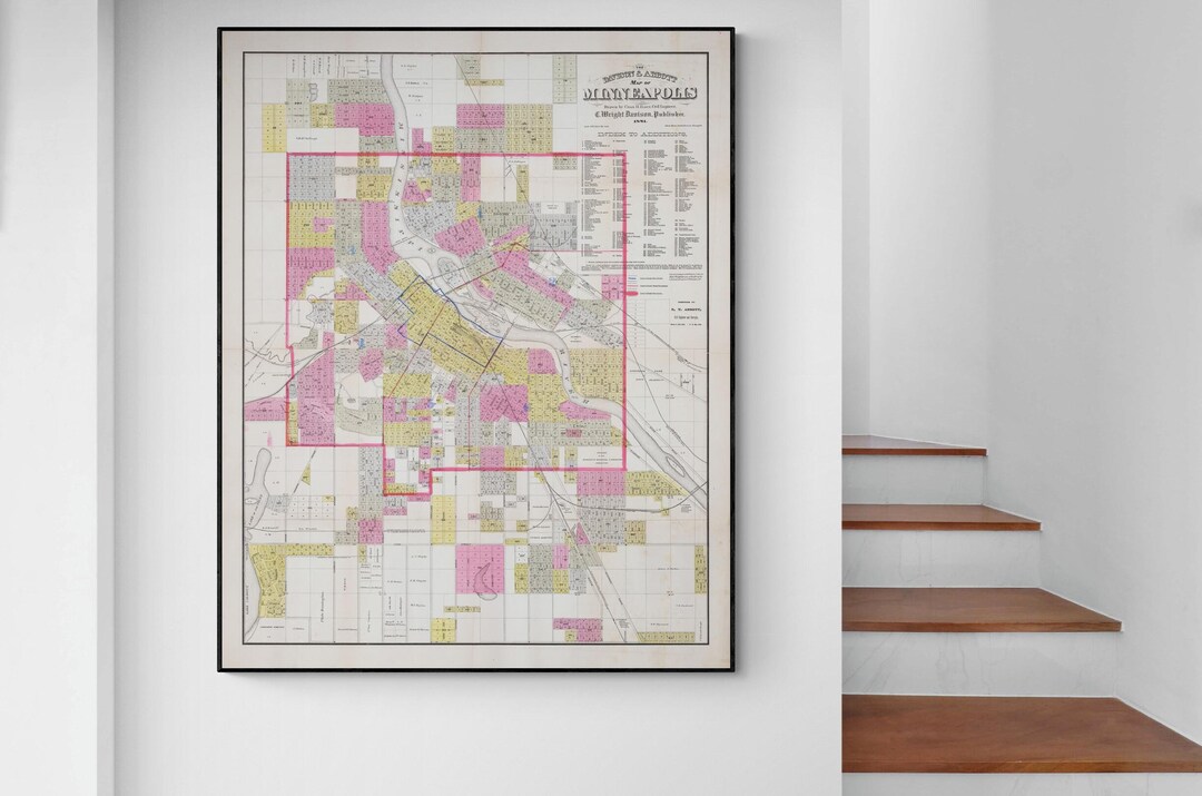 1881 City Map of Minneapolis Minnesota Historical American Geography ...