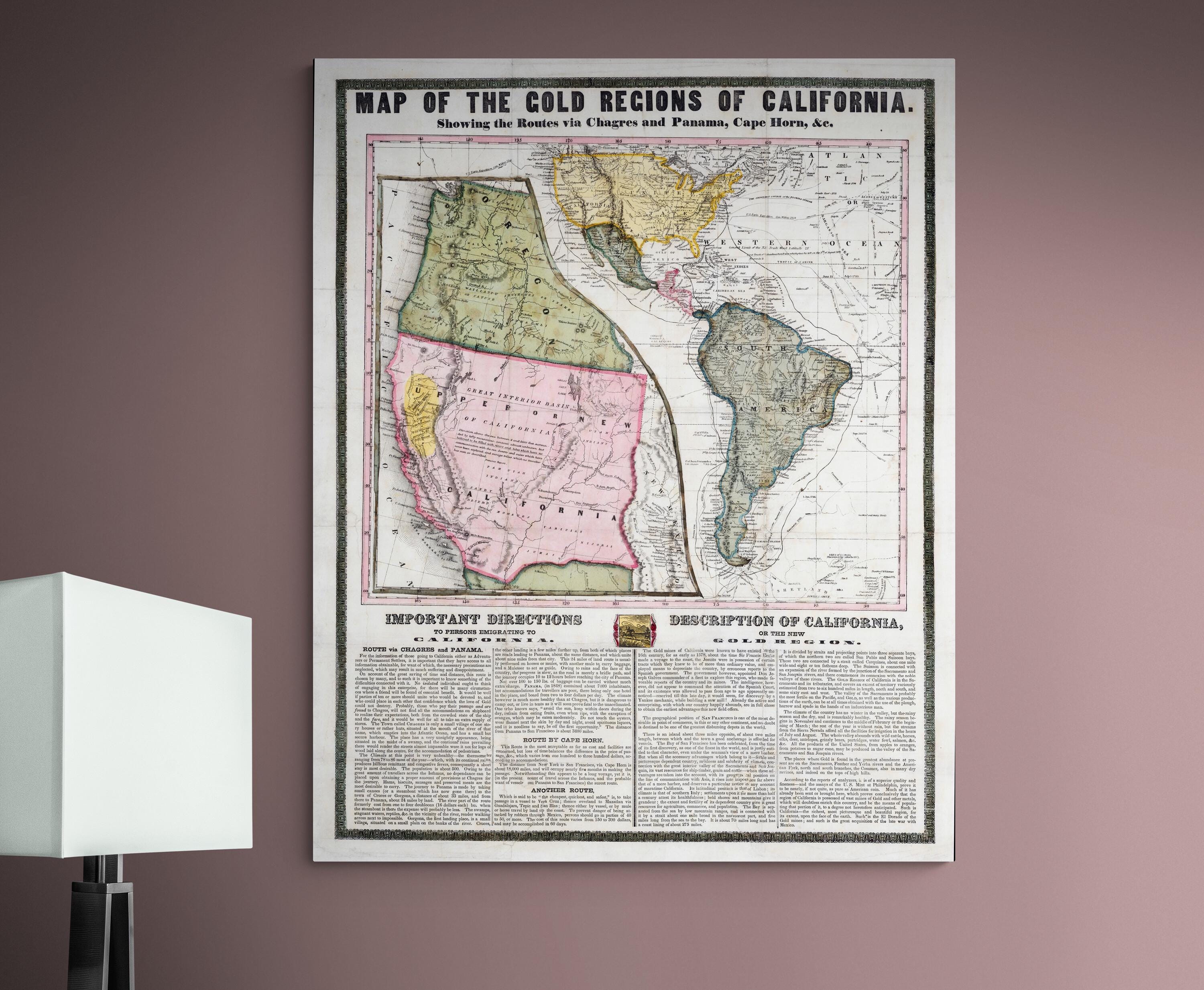 1849 Map of the Gold Regions of California – Historic California Gold ...