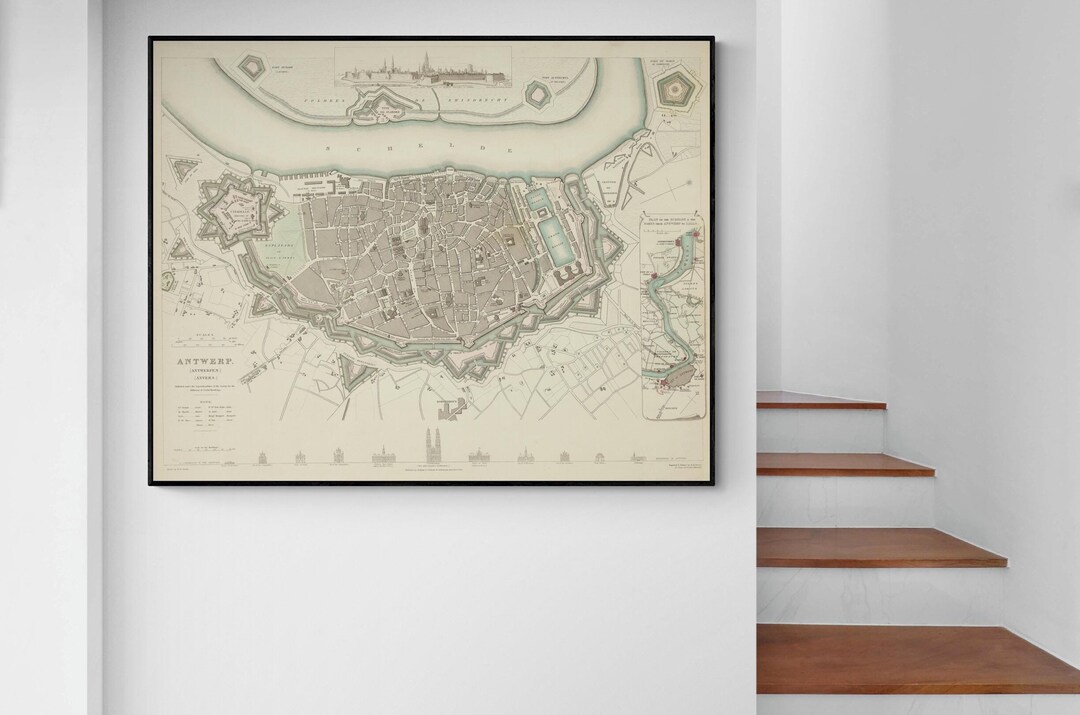 1832 City Plan Map of Antwerp Belgium Antique European History ...
