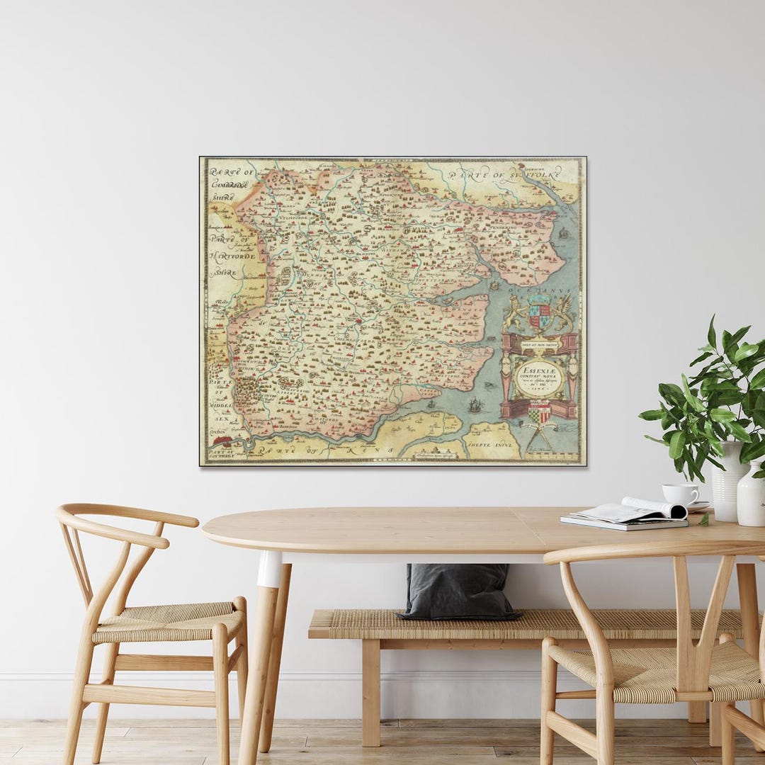 1575 Christopher Saxton Map of Essex England European Geography Antique ...