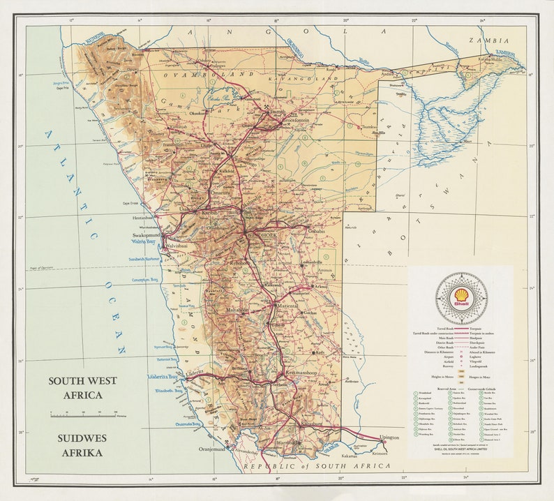 1965 Karte von Namibia Afrika Historische Afrikanische Geographie ...