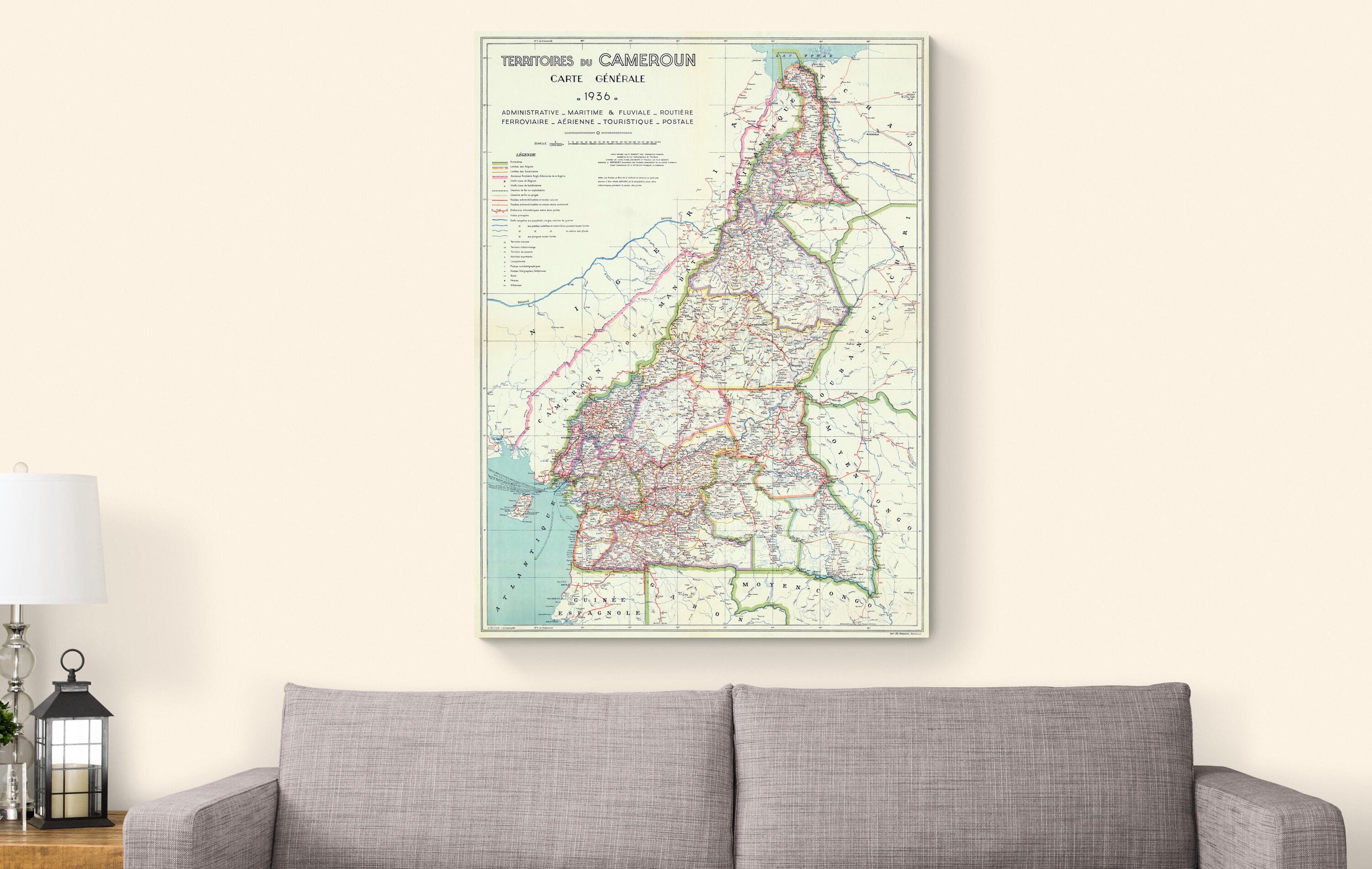 1936 Map of Cameroon – Colonial-era French Africa Map Showing ...