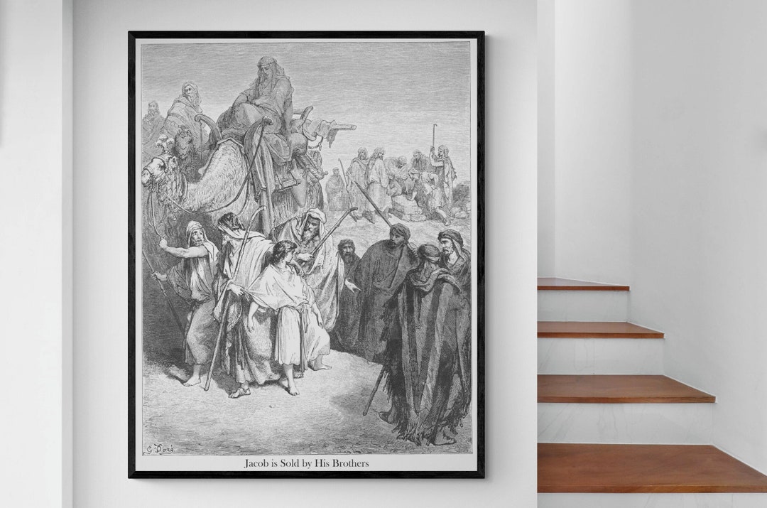 Joseph Sold by His Brothers Gustave Dore Antique Christianity Engraving ...