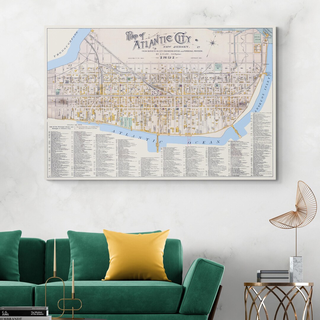 1891 Map of Atlantic City New Jersey – Gilded Age Coastal Cartography ...