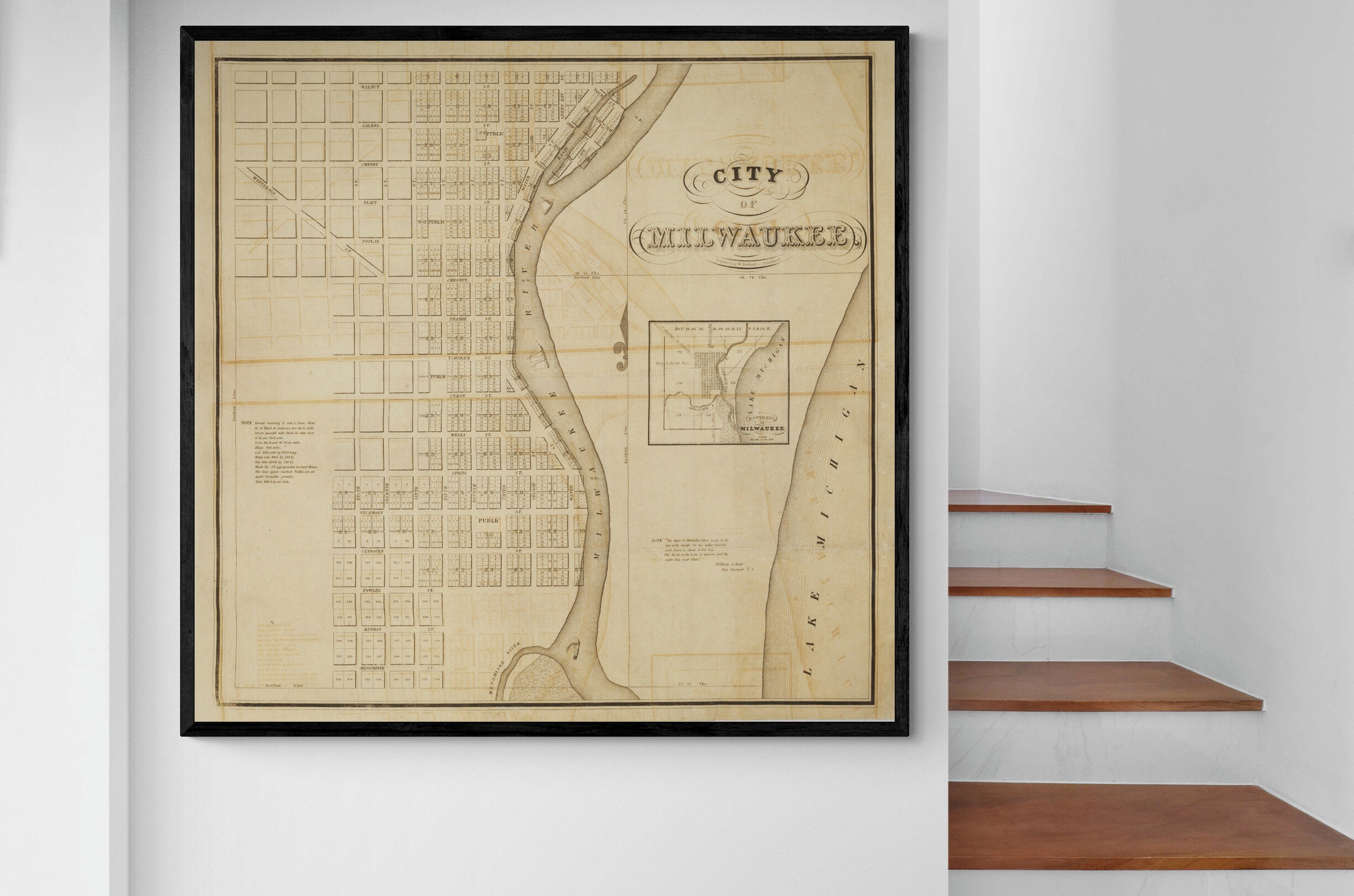 1836 Earliest Map of Milwaukee Wisconsin American History Old - Etsy