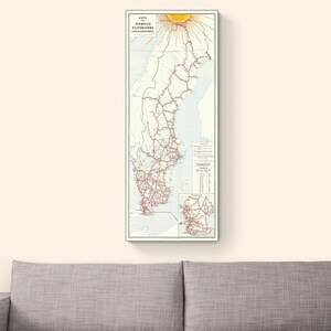 1947 Railroad Map of Sweden – Post-war Scandinavian Transport Map ...
