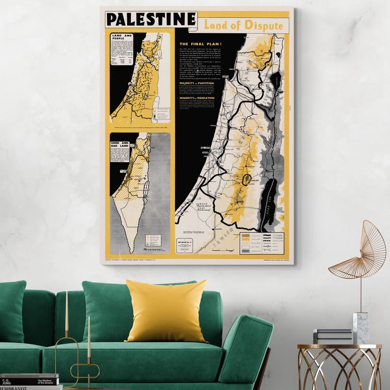1947 Partition Map of Palestine – Historic Cartography – UN Division ...