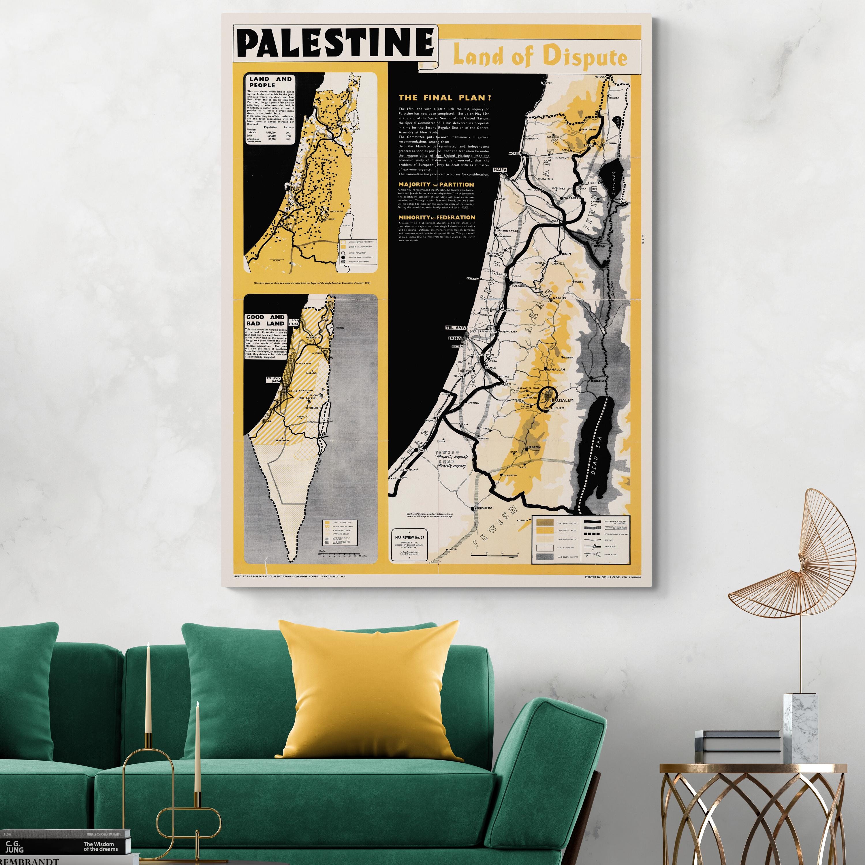 1947 Partition Map of Palestine – Historic Cartography – UN Division ...
