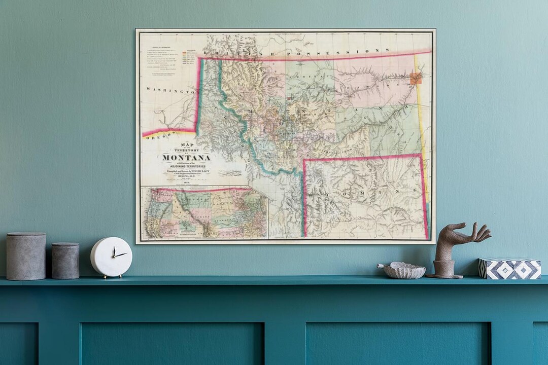 1872 De Lacy Map of Montana Territory Historical American State ...