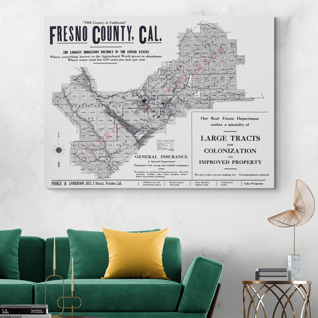 1902 Map of Fresno County California – Early 20th Century Land ...