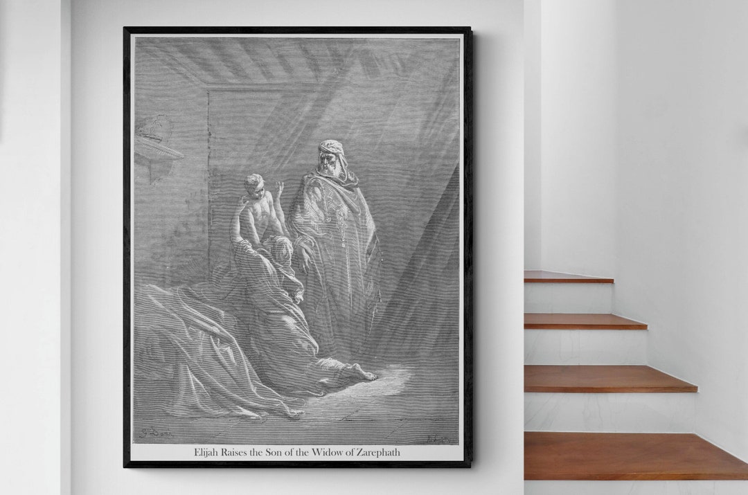 Elijah Raises the Son of the Widow of Zarephath Gustave Dore Antique ...
