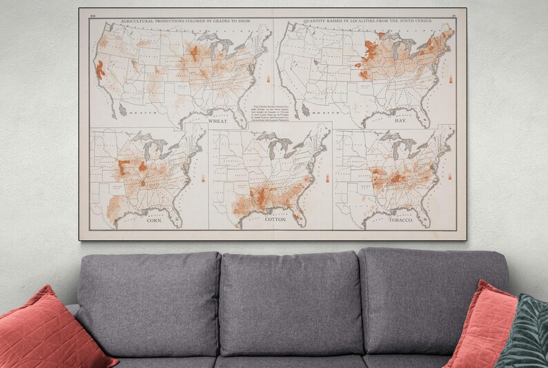 1875 Agriculture Map of the United States – Historic Cartography ...