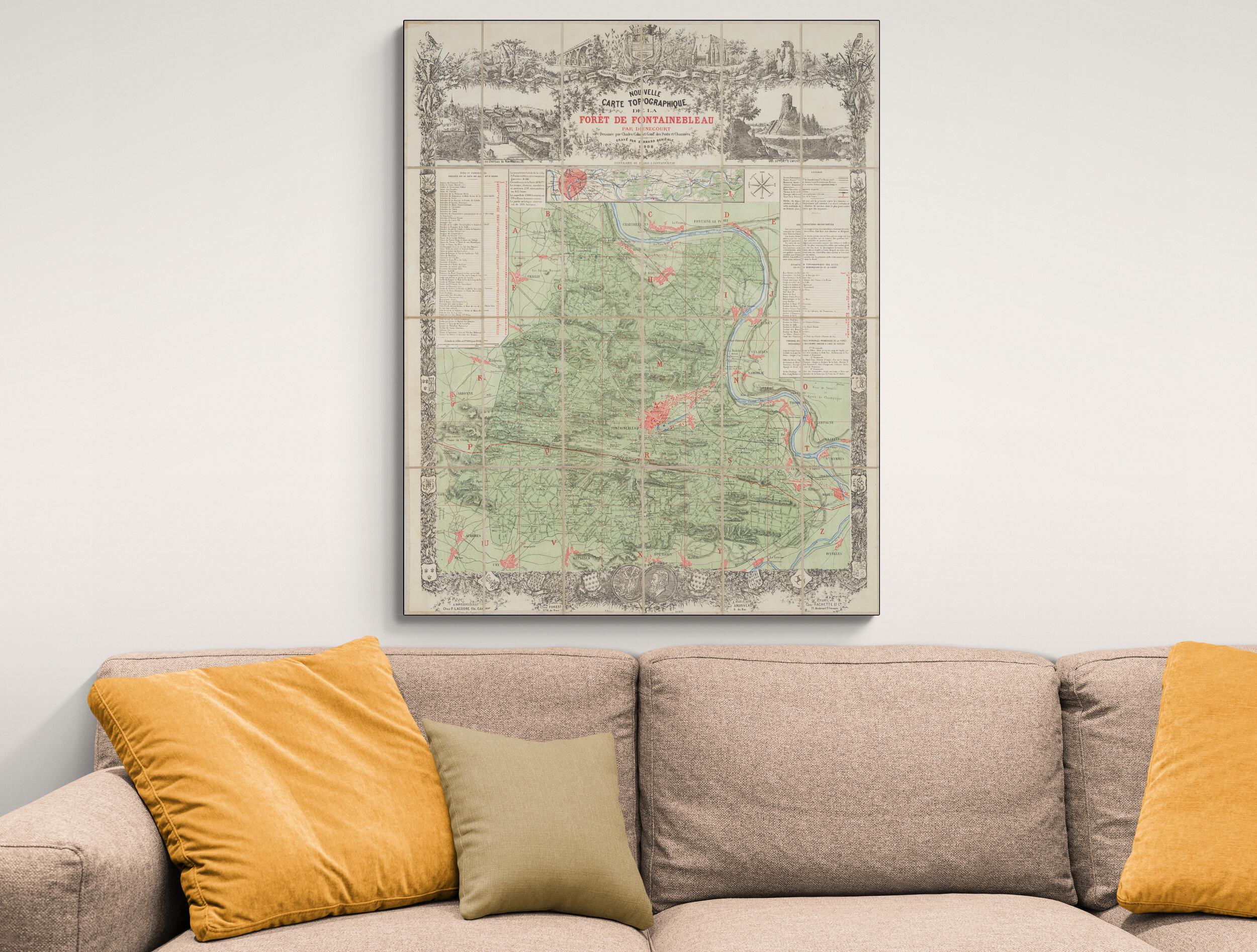 1908 Hiking Map of the Forest of Fontainebleau France – Early Trail Map ...