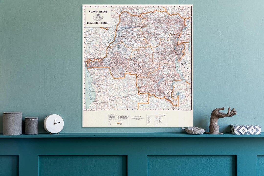 1958 Map of Belgian Congo Africa Historical African Geography Vintage ...