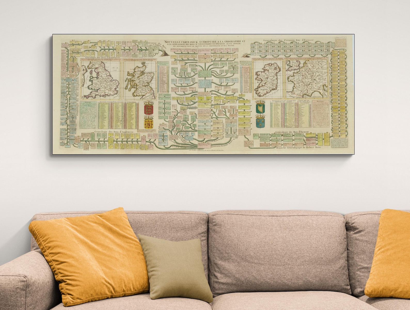 Royal Family Tree Chart – Britain, Scotland & France Genealogy Art ...