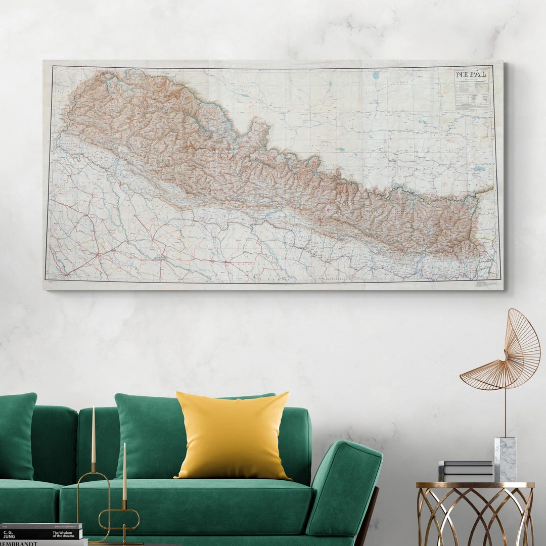 1934 Map of Nepal – Early 20th Century Himalayan Map Depicting ...