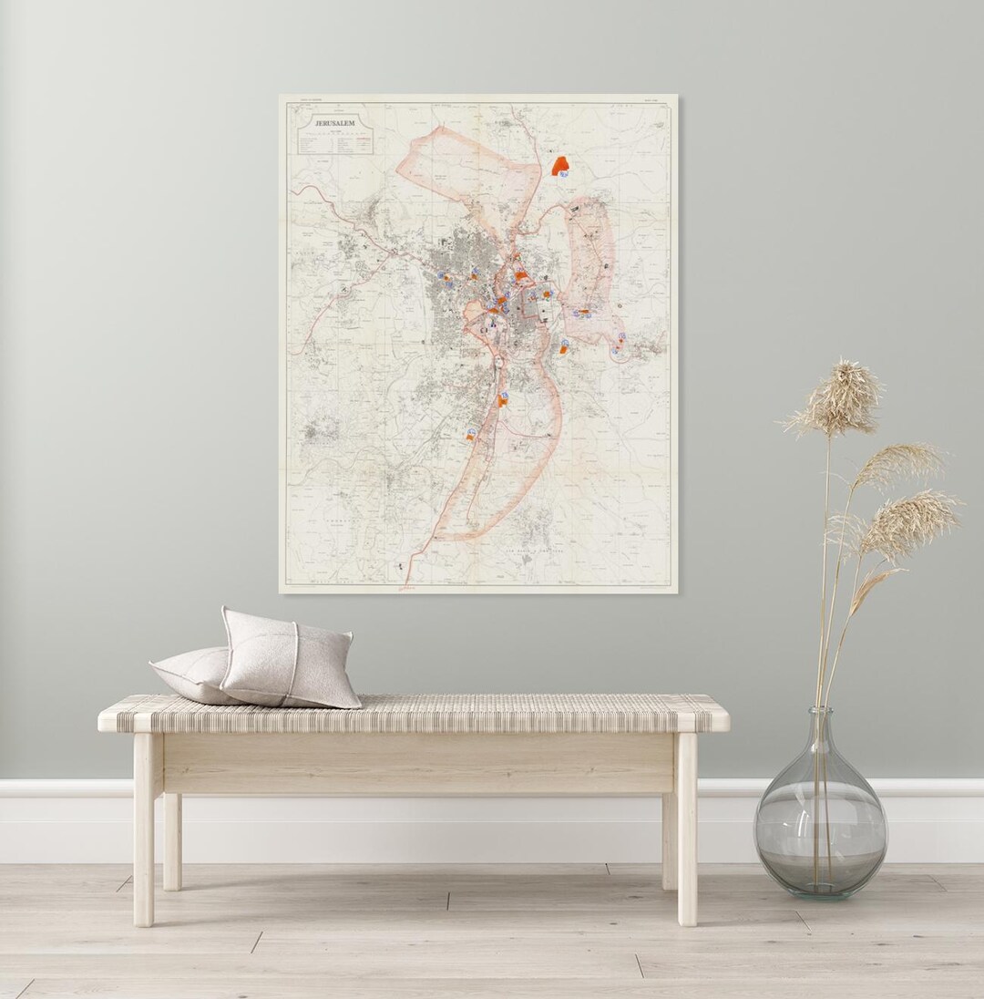 1947 Partition Map of Jerusalem Holy Land History British Mandate ...