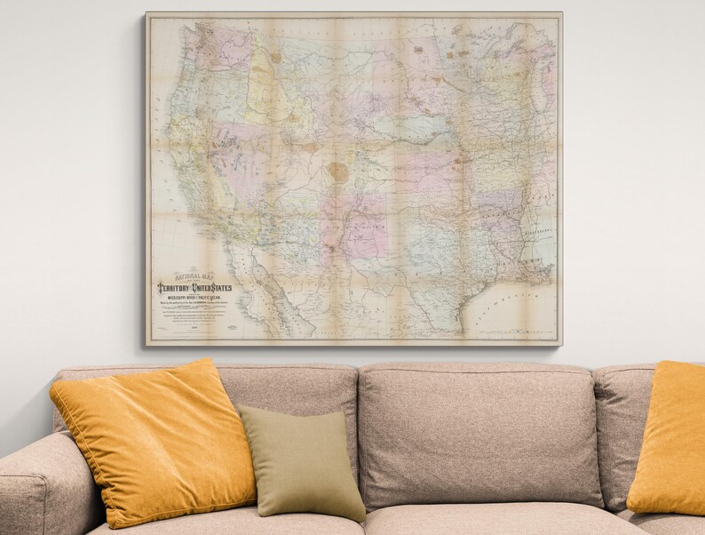 1867 Keeler Survey Map of the American West – Post–civil War Frontier ...