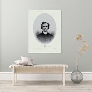 1857 Edgar Allan Poe Author Portrait Dark Gothic Mystery Horror English ...