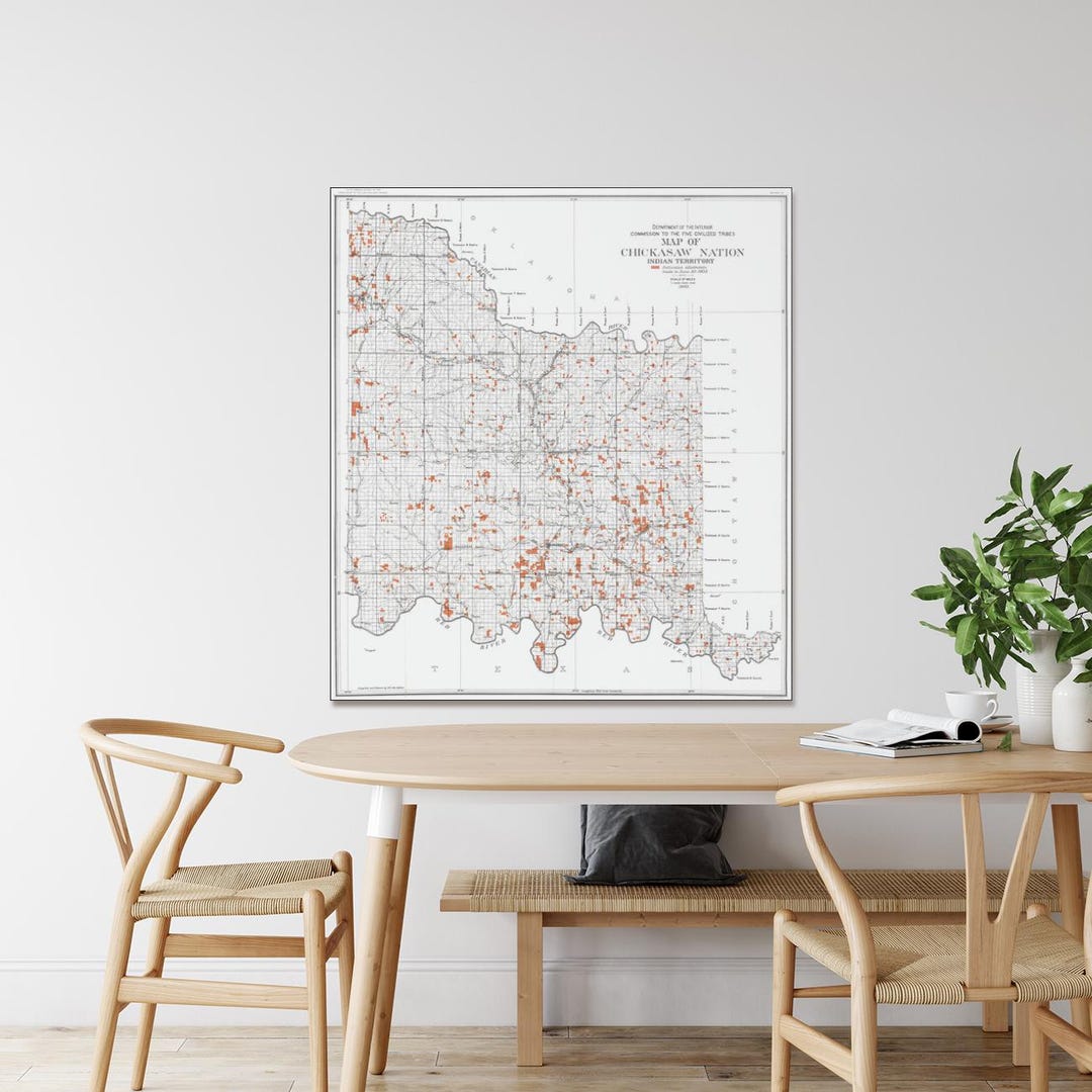 1900 Map of Chickasaw Nation in Indian Territory Native American ...