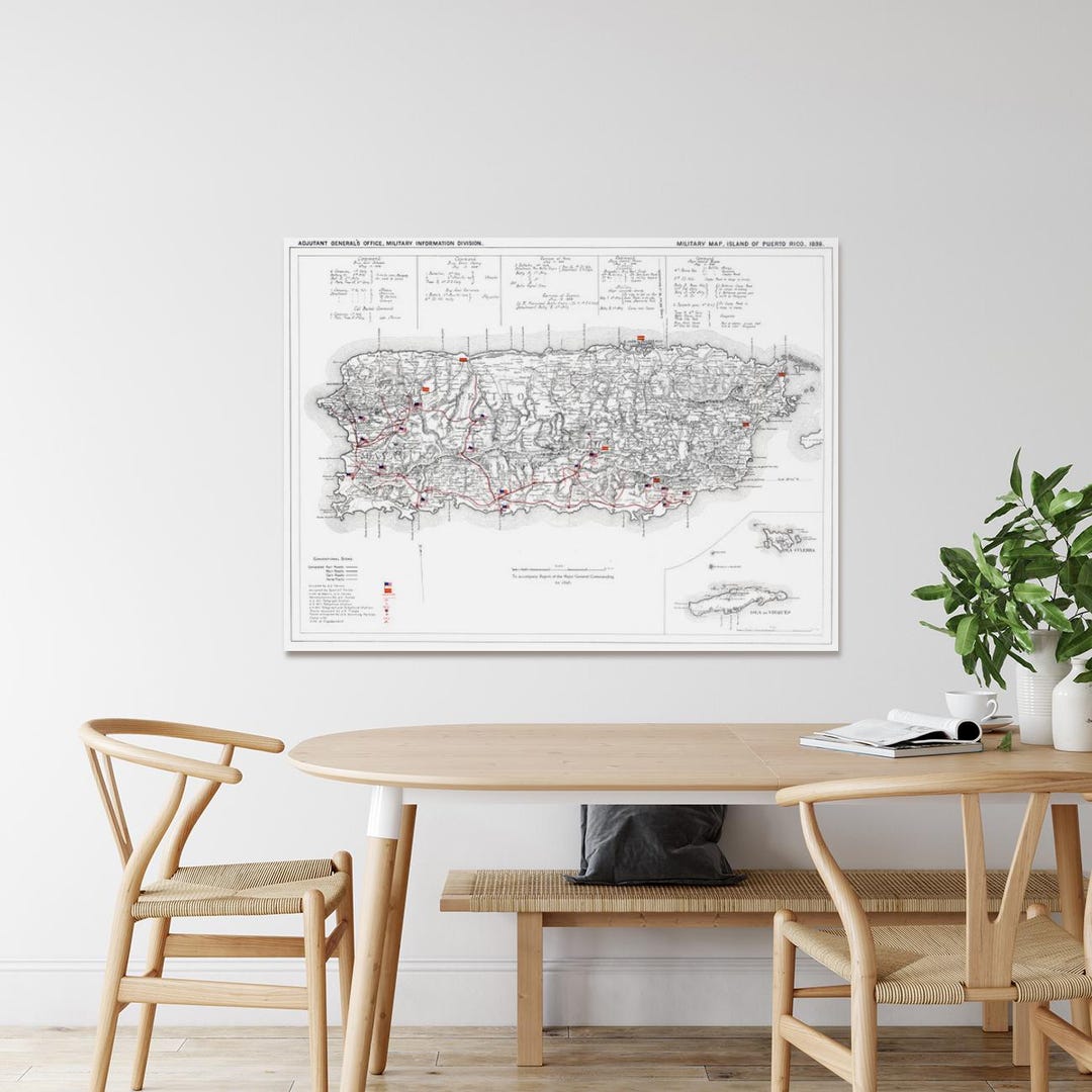 1898 Military Map of Puerto Rico Caribbean Geography Puerto Rican Latin ...