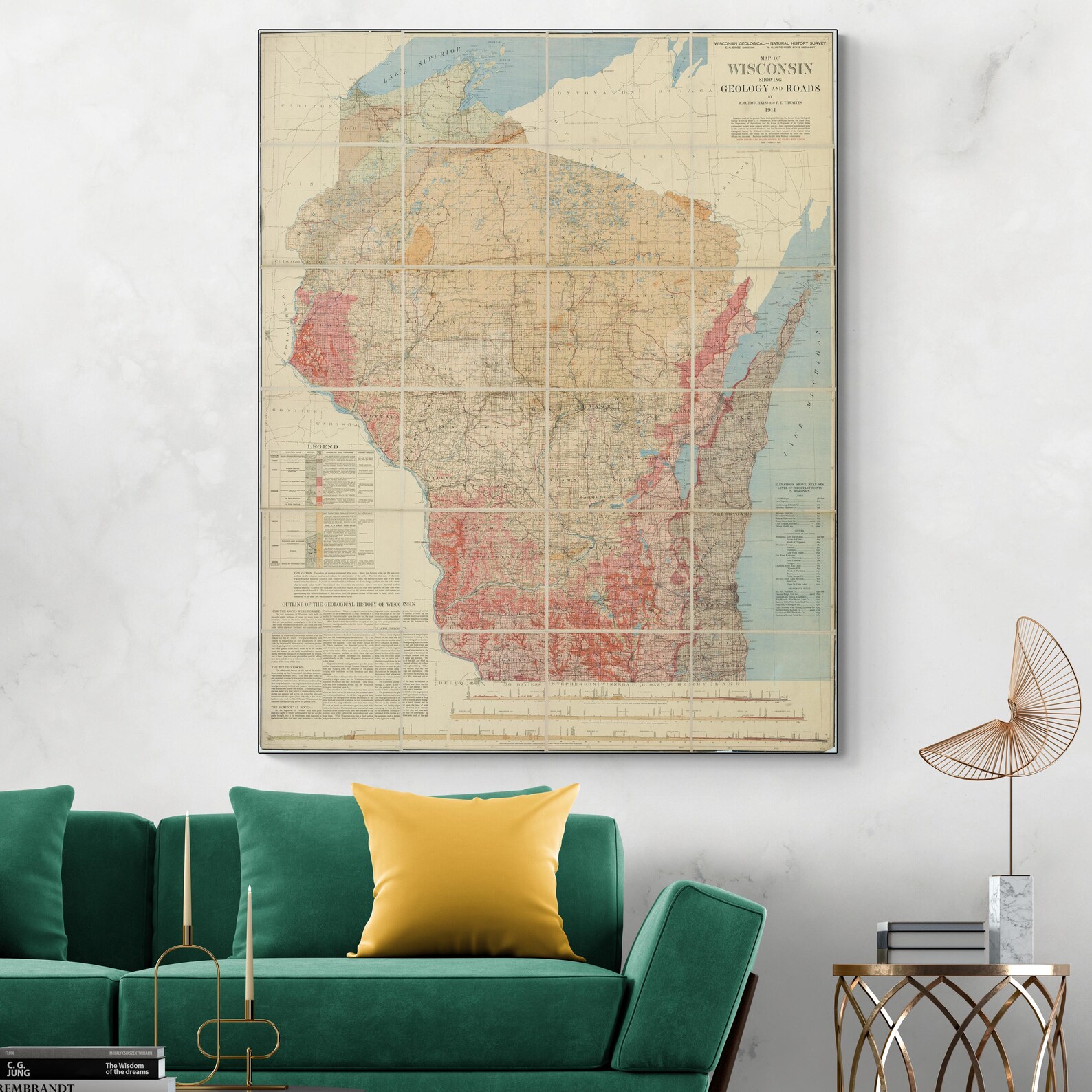 1911 Geological Map of Wisconsin – Detailed Early 20th Century Survey ...